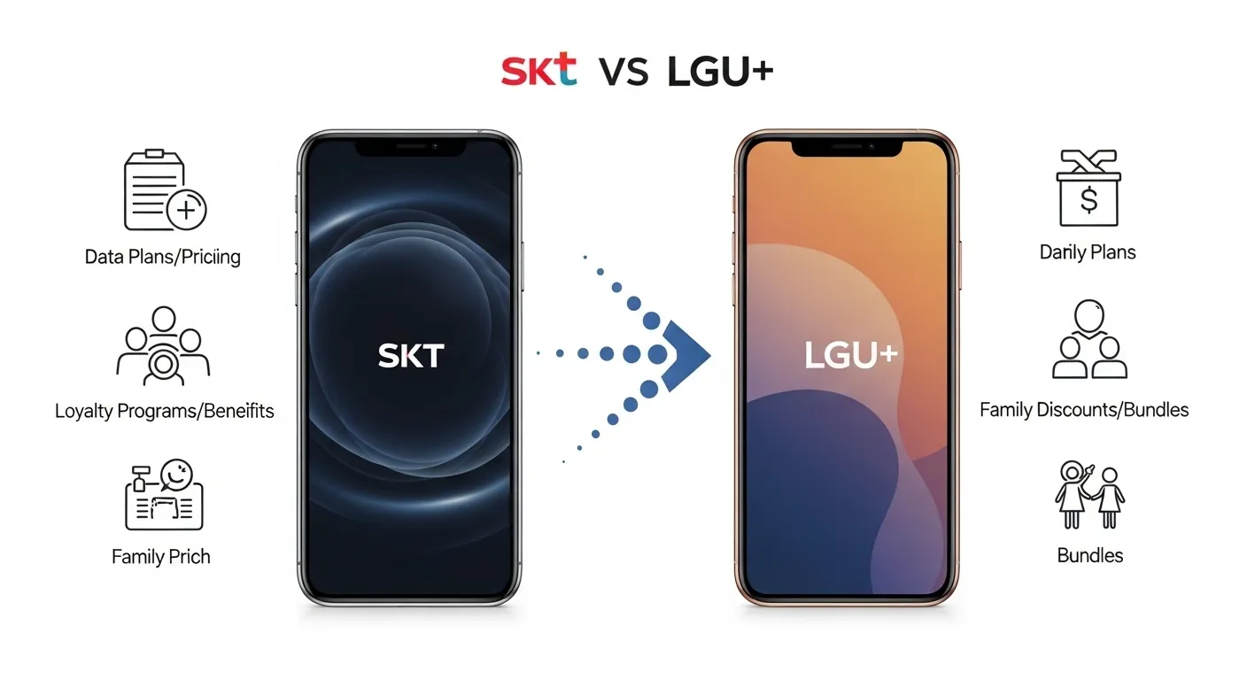 SKT vs LGU+ 번호이동 완벽 비교: 요금제, 멤버십, 가족 결합 혜택 정리